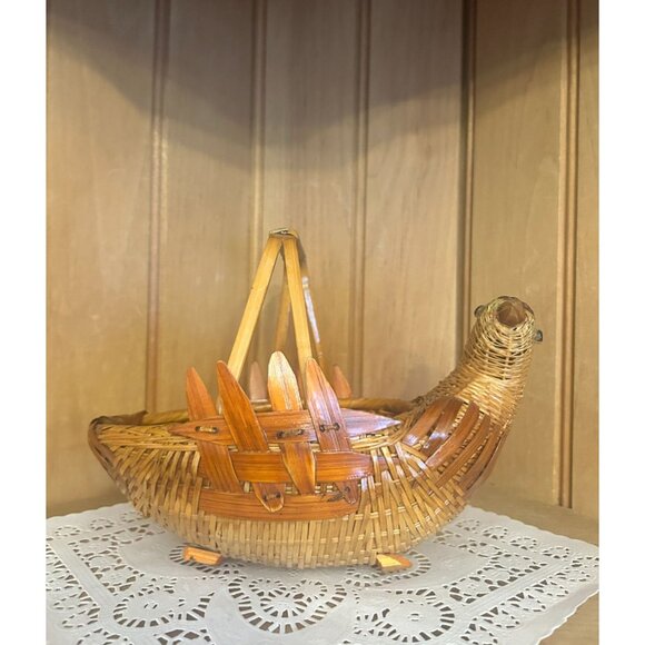 Handmade | Accents | Vintage Handmade Bird Wicker Basket Decorative ...